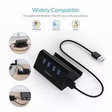 HUB USB 4 port-uri USB 3.0 Orico SHC-U3 V2 negru - pretexpert